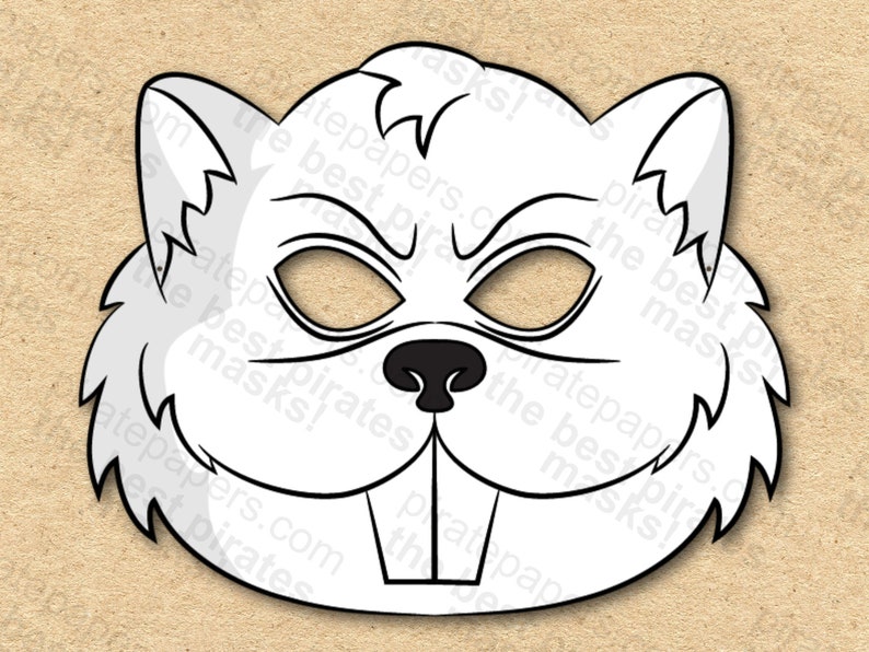 Beaver Masks Printable Color Coloring Paper DIY for Kids - Etsy