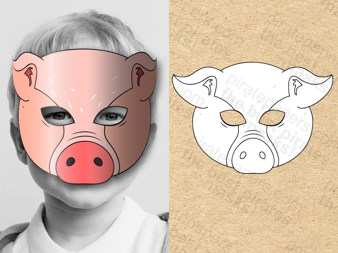 Pig Masks Printable Color Coloring Paper DIY for Kids and - Etsy