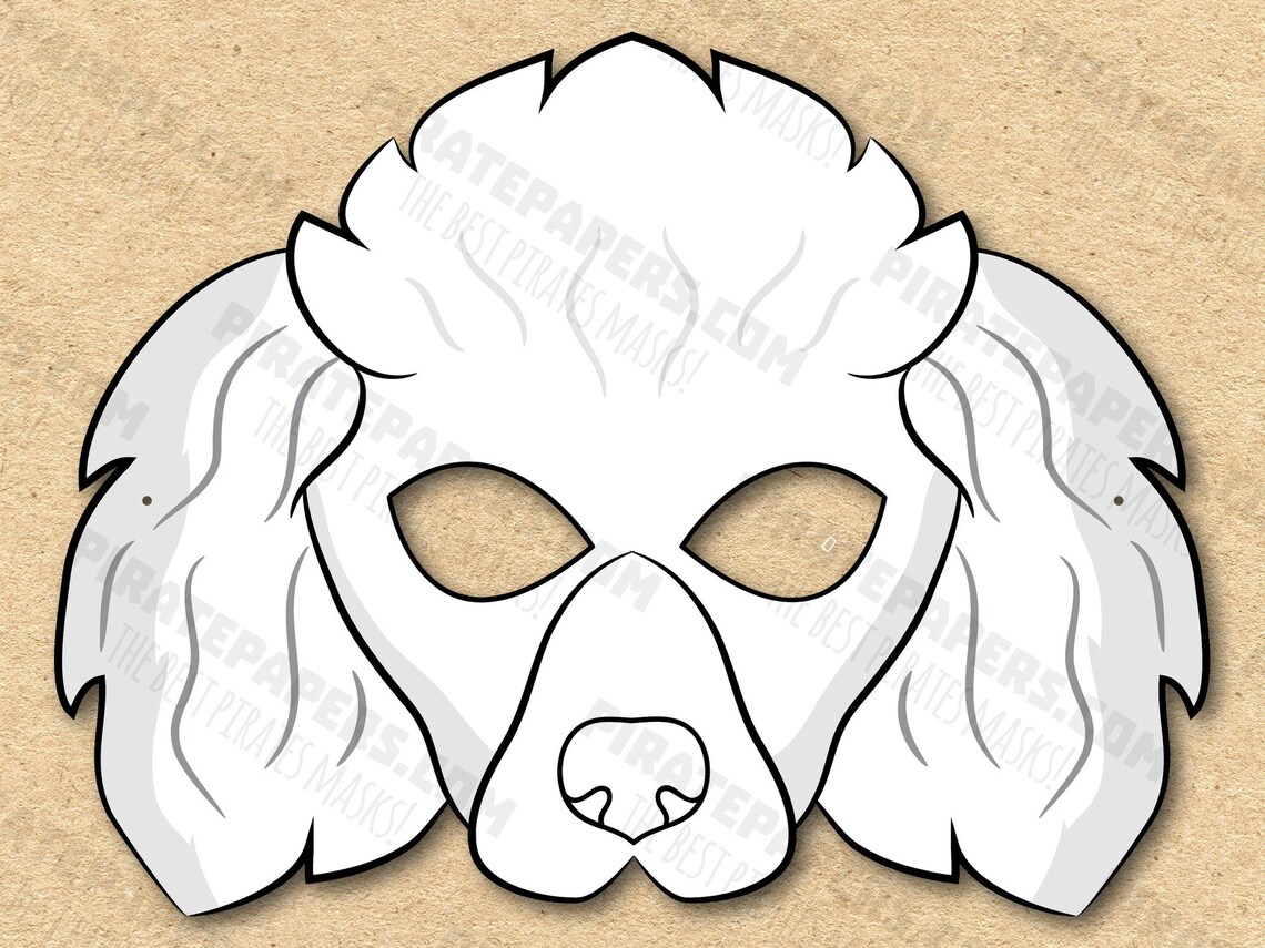 Dog Poodle Mask Printable Coloring Breed, Paper DIY for Kids and Adults ...