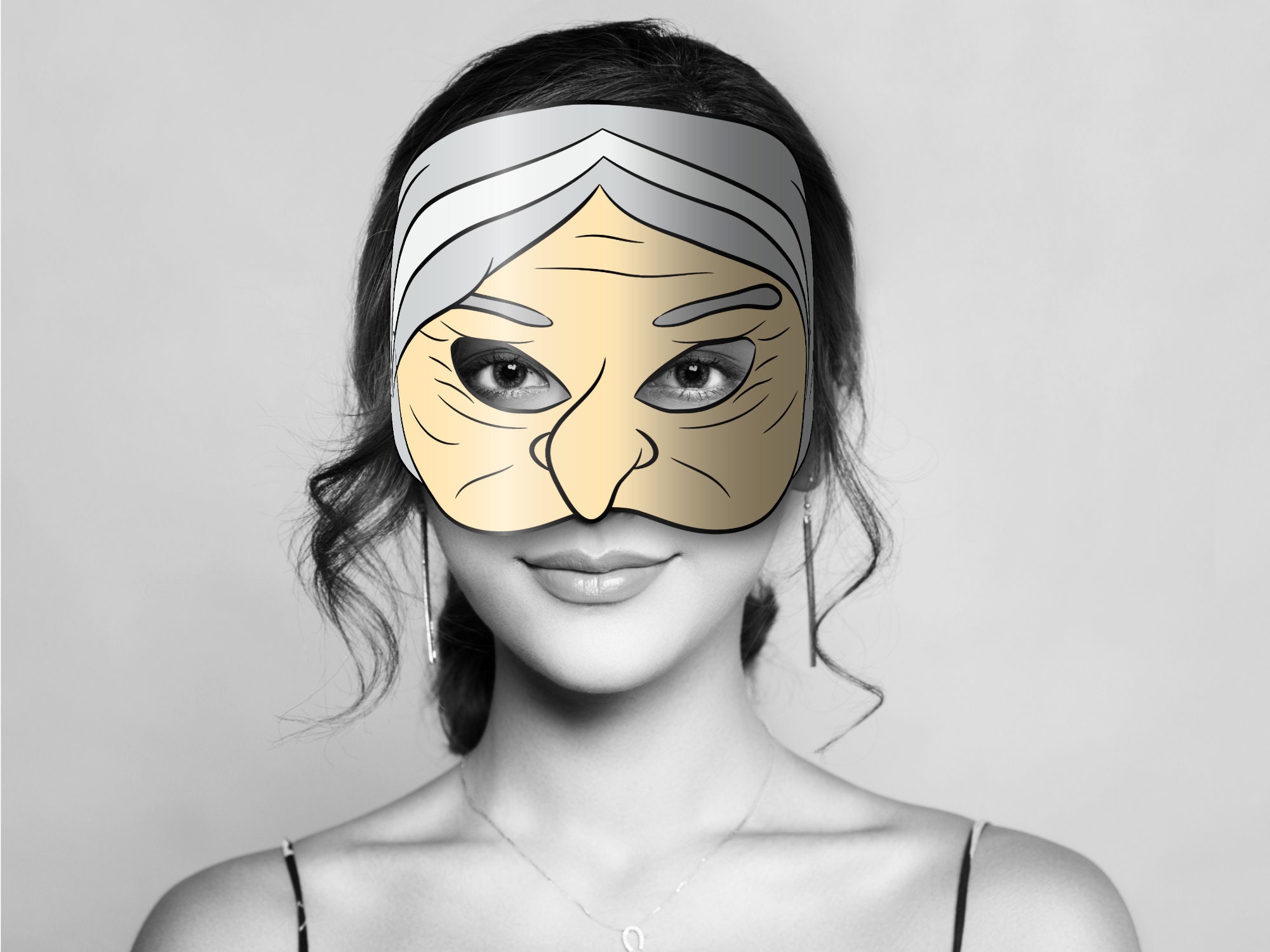 Old Woman Masks Printable Color Coloring Paper DIY for Kids - Etsy Canada