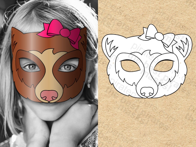 Bear-mother Masks Printable Color Coloring goldilocks and - Etsy