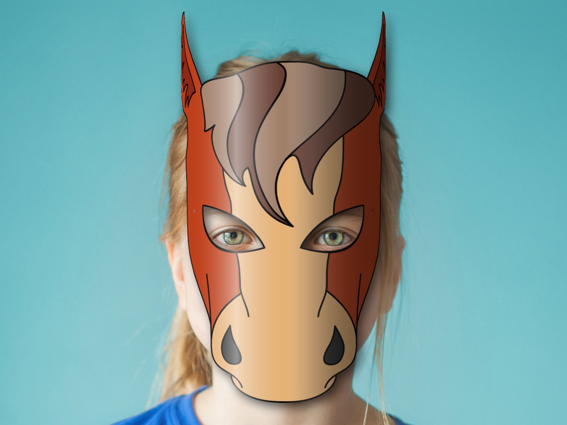 Horse Mask Printable, Paper DIY for Kids and Adults. PDF Template ...