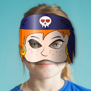 Pirate Girl Mask Printable, Paper DIY for Kids and Adults. PDF Template ...