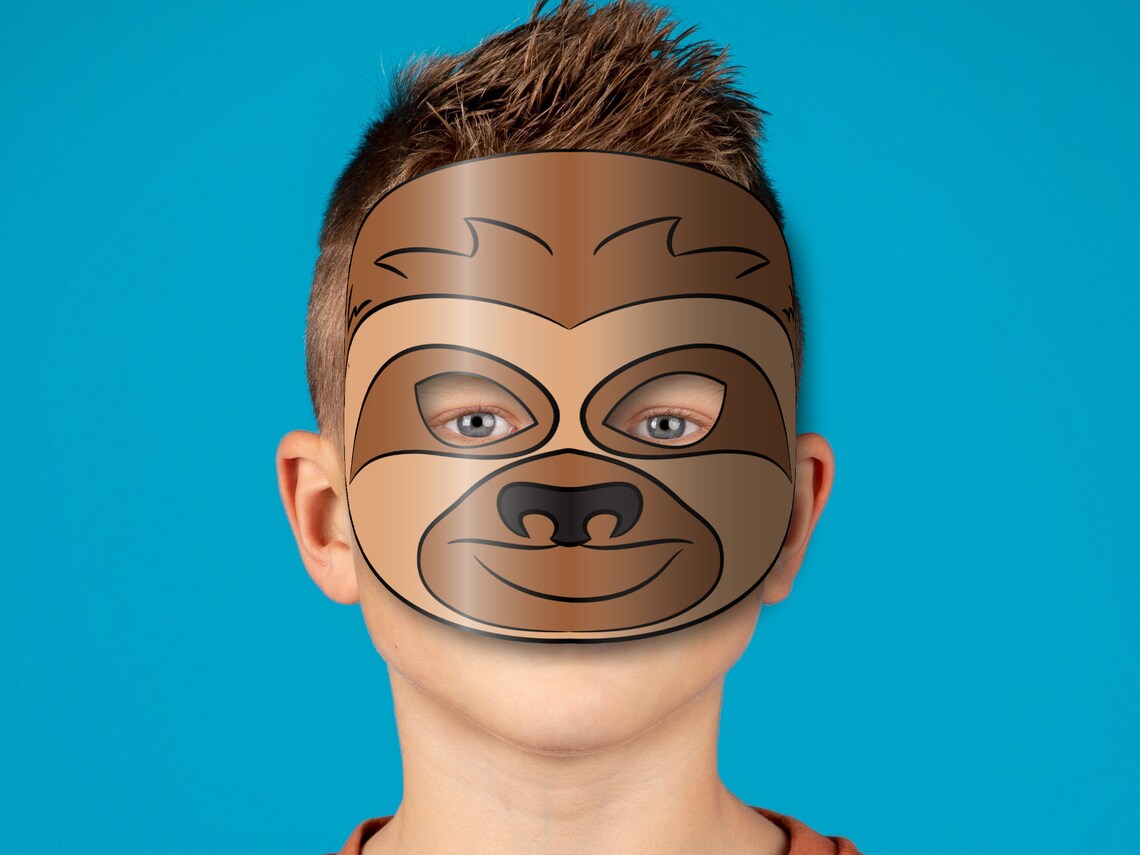 Sloth Mask Printable, Paper DIY for Kids and Adults. PDF Template ...