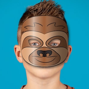 Sloth Mask Printable, Paper DIY for Kids and Adults. PDF Template ...
