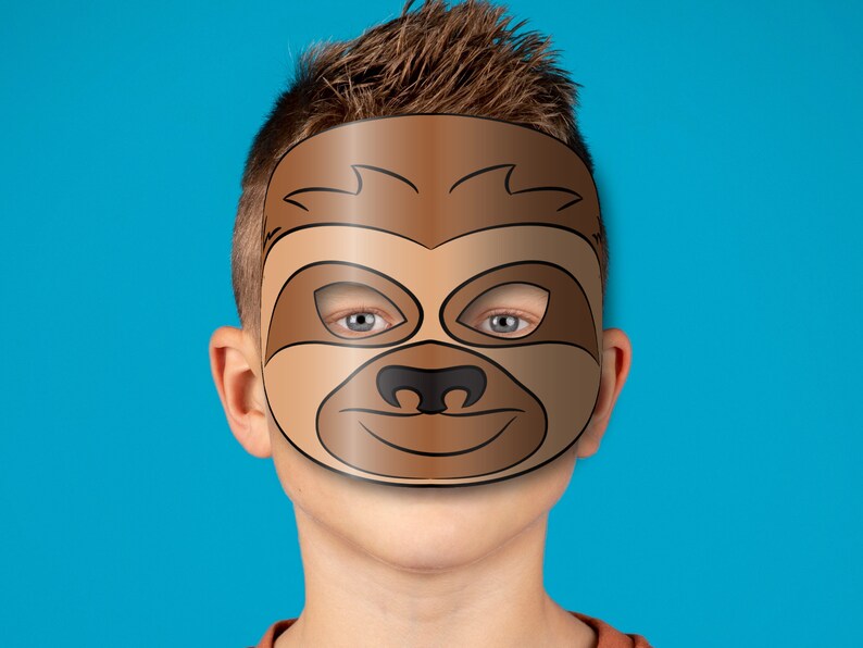 Sloth Mask Printable, Paper DIY for Kids and Adults. PDF Template ...