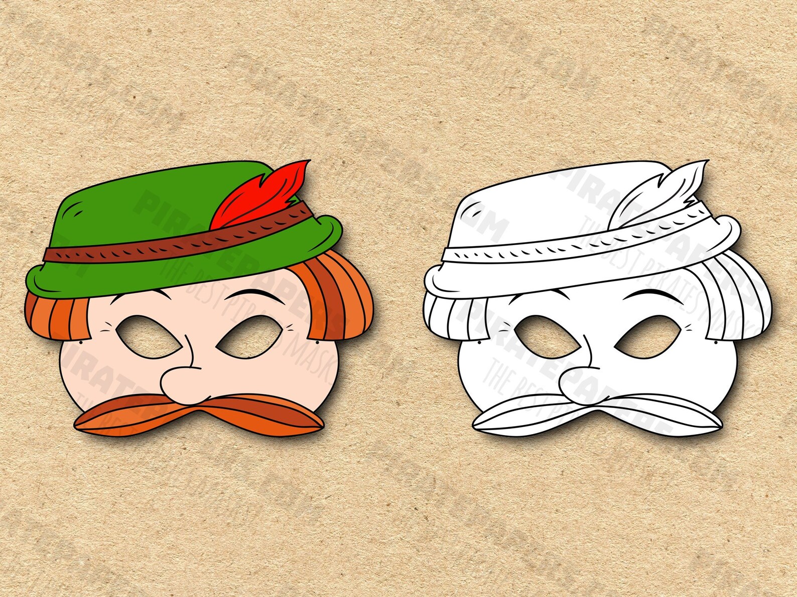 Woodcutter Color + Coloring Printable Mask (little Red Riding Hood ...