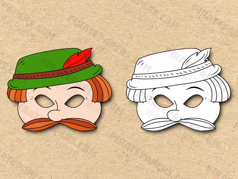 Woodcutter Color + Coloring Printable Mask (little Red Riding Hood ...