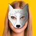 White Fox Mask Printable, Paper DIY for Kids and Adults. PDF Template ...