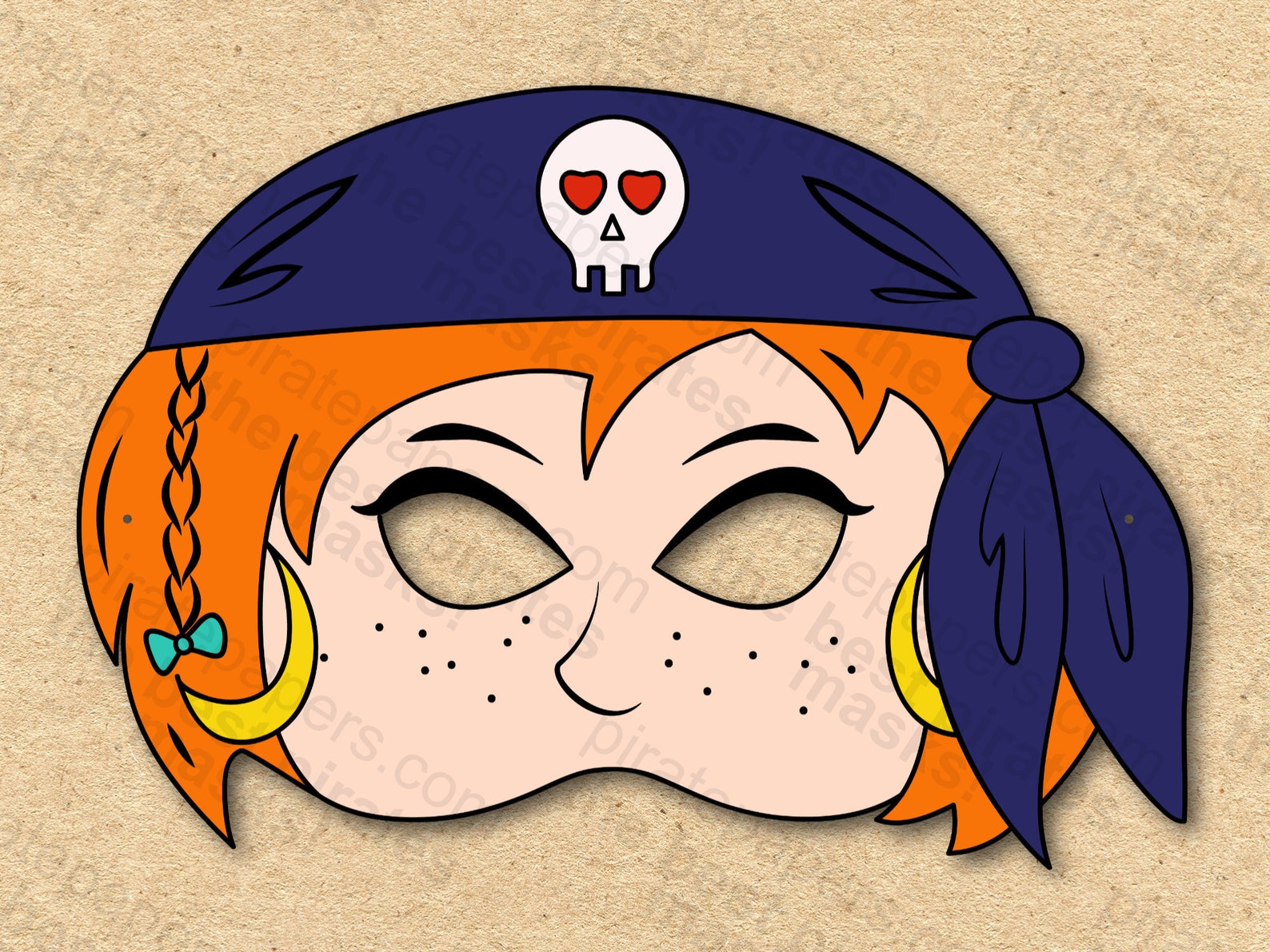 Pirate Girl Mask Printable Paper DIY for Kids and Adults. PDF - Etsy