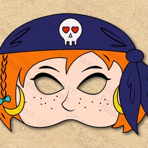 Pirate Girl Mask Printable Paper DIY for Kids and Adults. PDF - Etsy