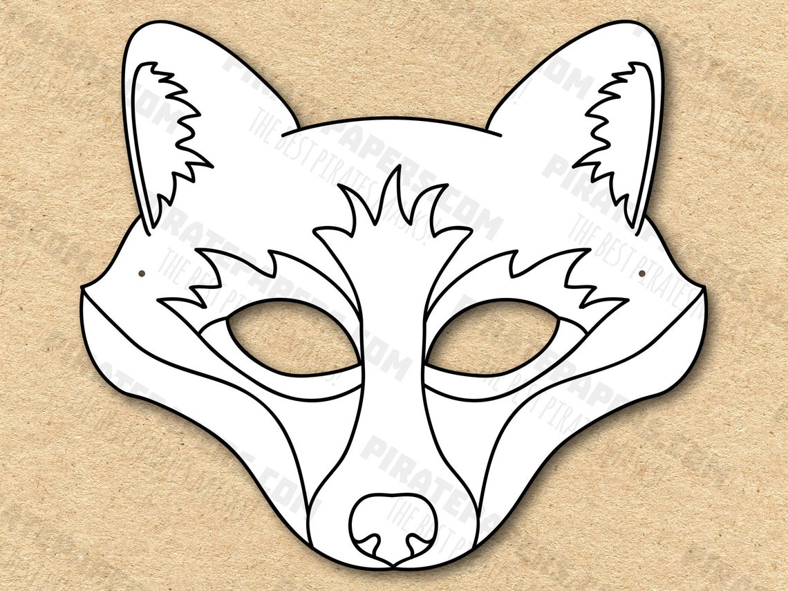 Zoo Animals Masks Printable Coloring, Elephant, Wolf, Fox, Lion. Paper ...