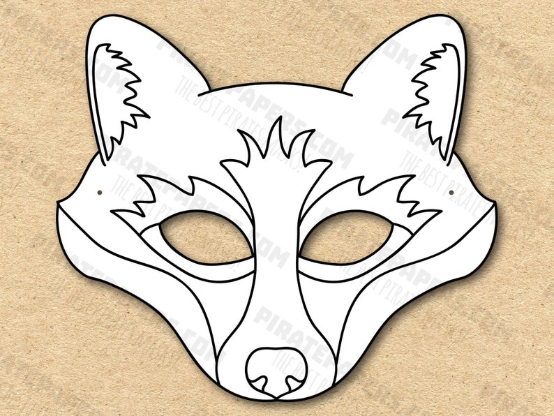 Woodland Forest Animals Masks Printable Coloring, Wolf, Fox, Bear ...