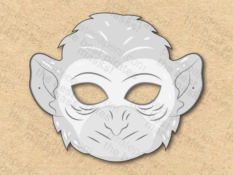 Monkey Mask Printable Coloring Paper DIY for Kids and Adults. - Etsy