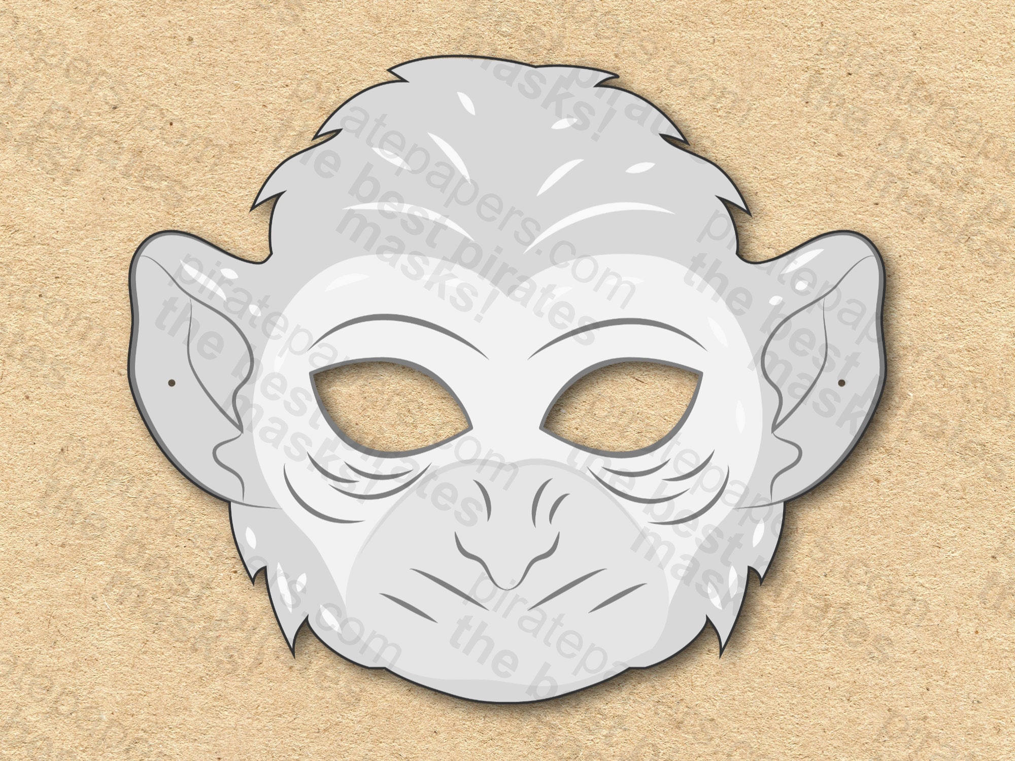 Monkey Mask Printable Coloring Paper DIY for Kids and Adults. - Etsy