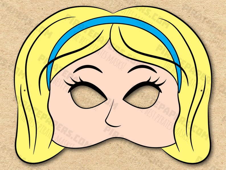 Alice Masks Printable Color + Coloring (alice in Wonderland), Paper DIY ...