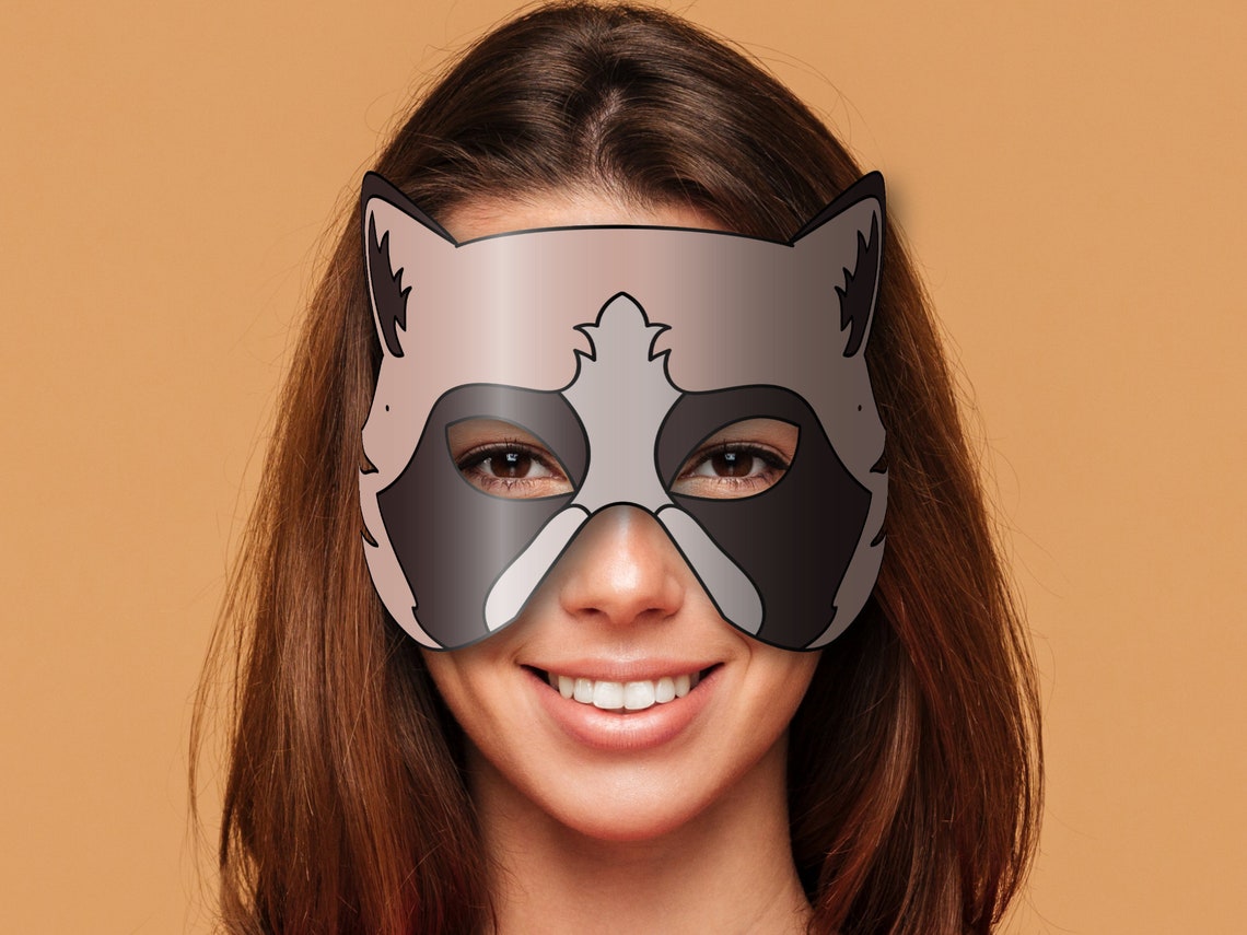 Raccoon Mask Printable, Paper DIY for Kids and Adults. PDF Template ...