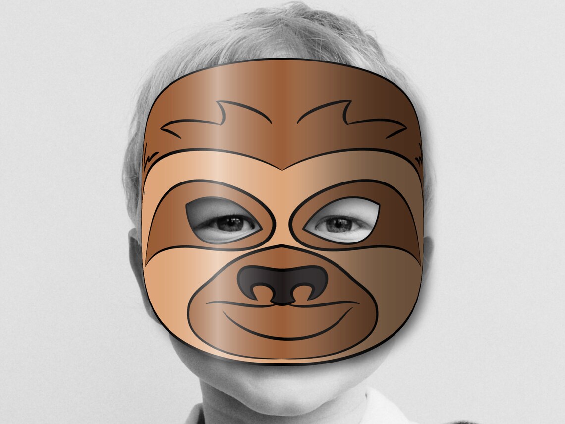 Sloth Mask Printable Paper DIY for Kids and Adults. PDF - Etsy