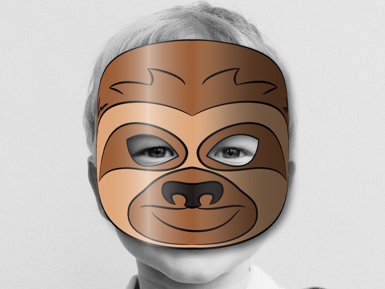 Sloth Mask Printable Paper DIY for Kids and Adults. PDF - Etsy