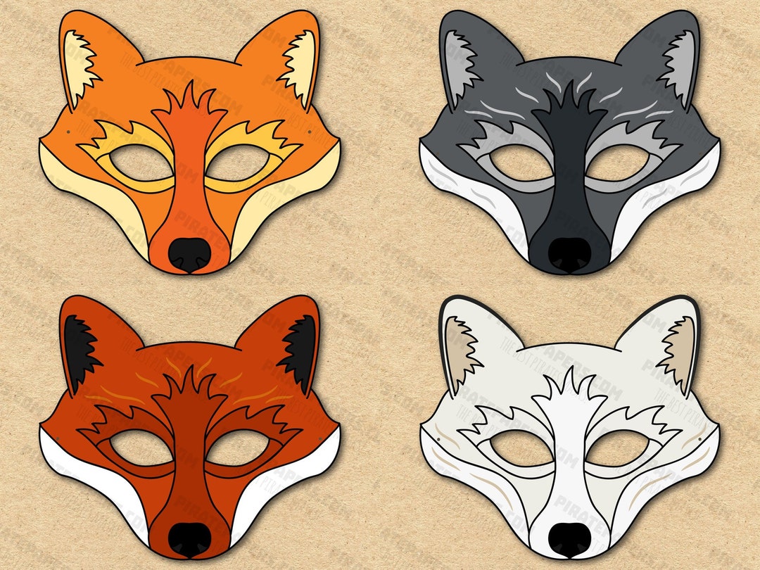 Fox Masks Printable, Fox, Gray Fox, Red Fox, White Fox, Paper DIY for ...