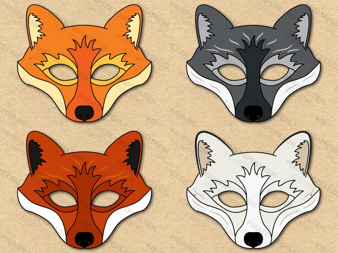Fox Masks Printable, Fox, Gray Fox, Red Fox, White Fox, Paper DIY for ...
