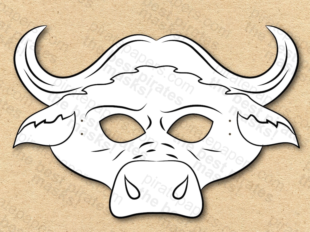 Buffalo Mask Printable Coloring Paper DIY for Kids and - Etsy