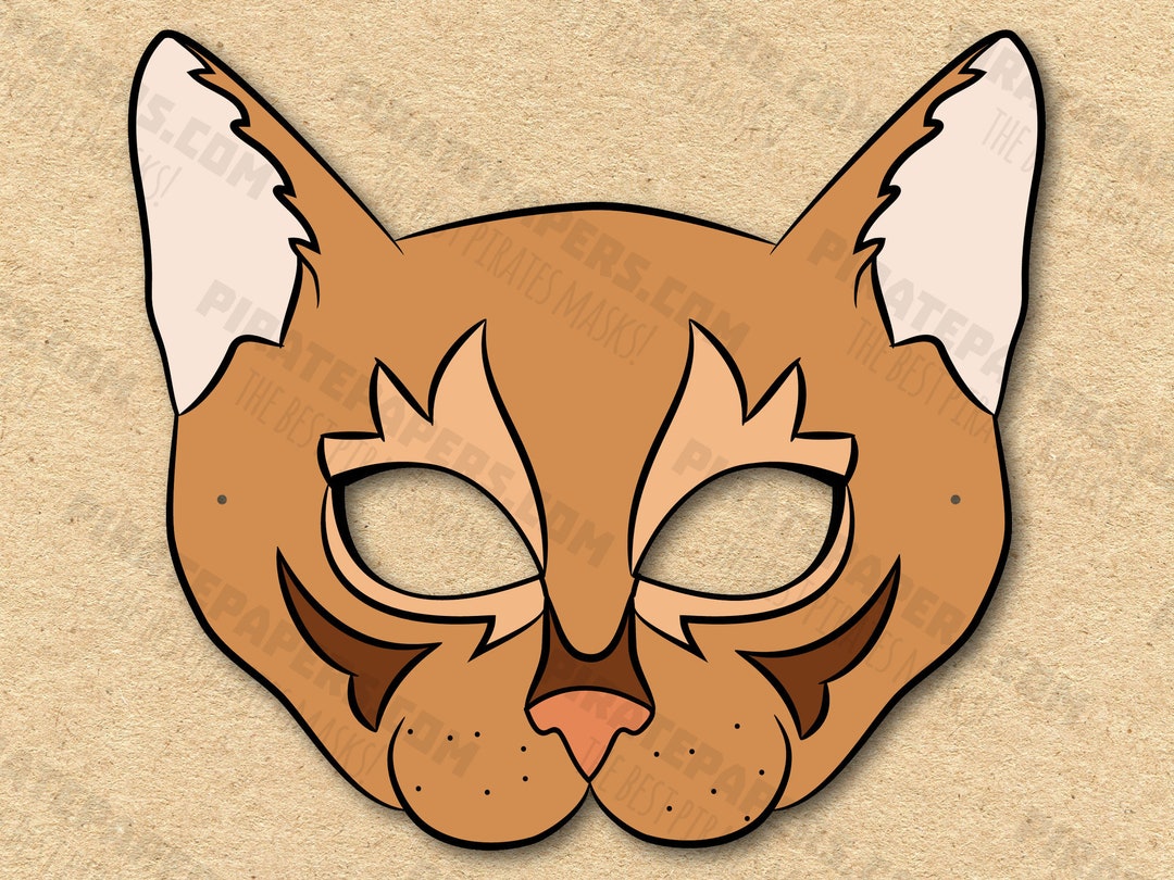 Cat Abyssinian Mask Printable Breed, Paper DIY for Kids and Adults. PDF ...