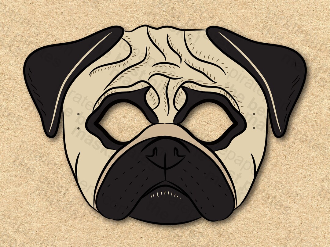 Pug Mask Printable Paper DIY for Kids and Adults. PDF - Etsy