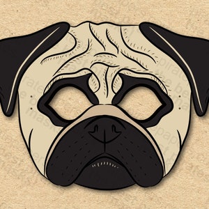 Pug Mask Printable Paper DIY for Kids and Adults. PDF - Etsy