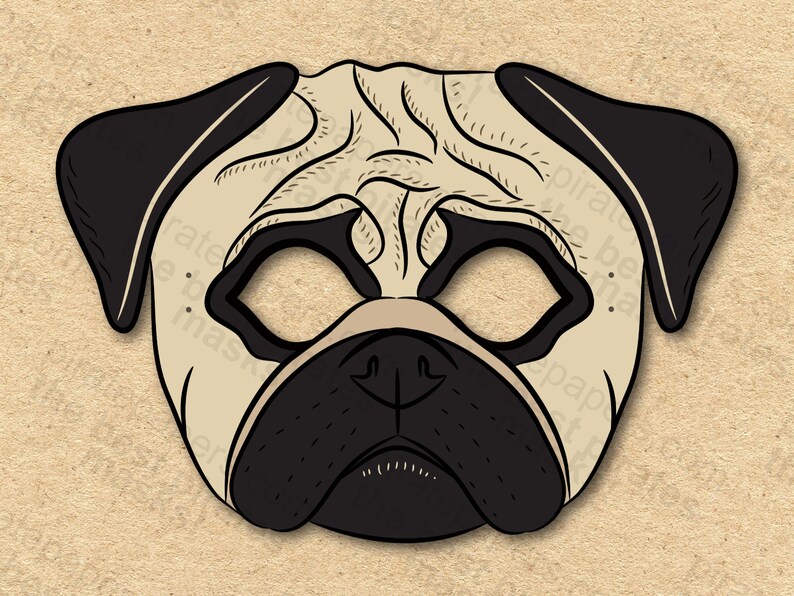 Pug Mask Printable Paper DIY for Kids and Adults. PDF - Etsy