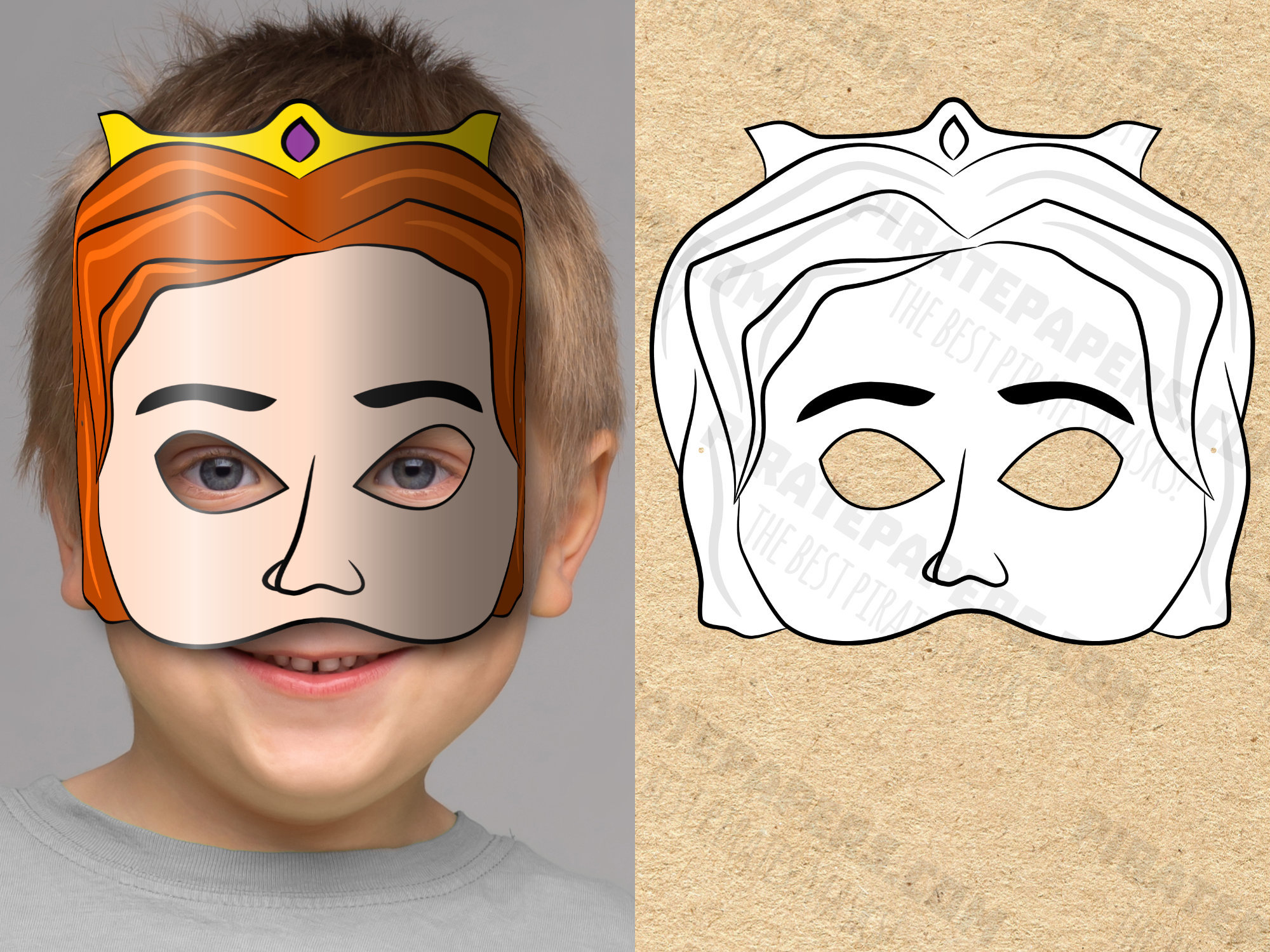 Prince Masks Printable Color Coloring Paper DIY for Kids - Etsy Australia