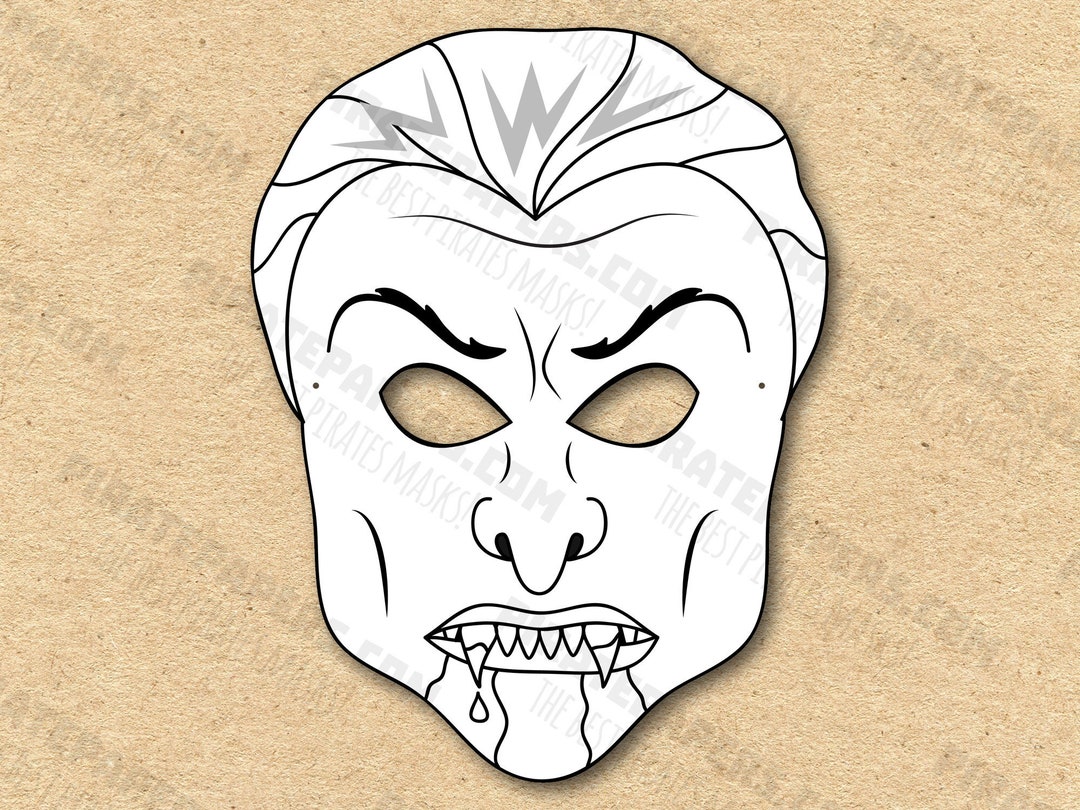 Dracula Mask Printable Coloring, Paper DIY for Kids and Adults. PDF ...
