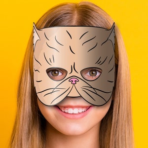 Cat Persian Mask Printable Breed, Paper DIY for Kids and Adults. PDF ...