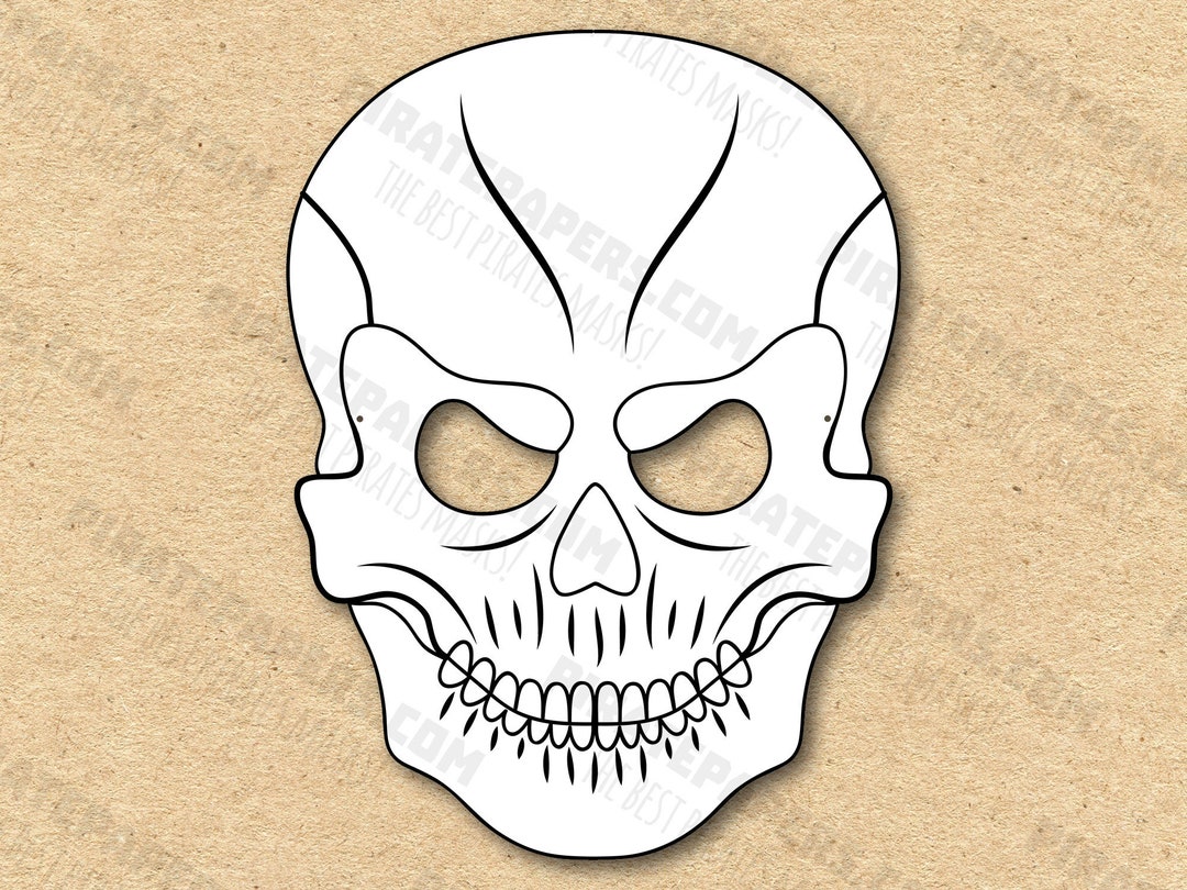 Skull Mask Printable Coloring, Paper DIY for Kids and Adults. PDF ...
