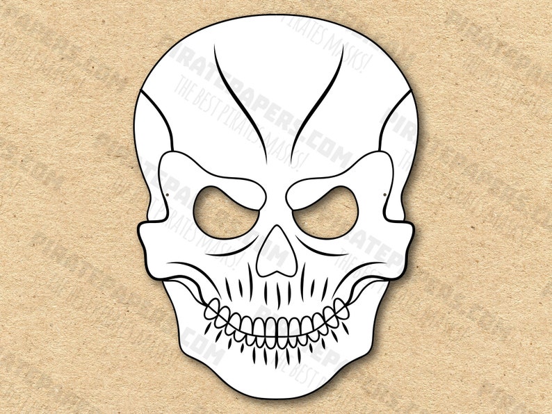Skull Mask Printable Coloring, Paper DIY for Kids and Adults. PDF ...