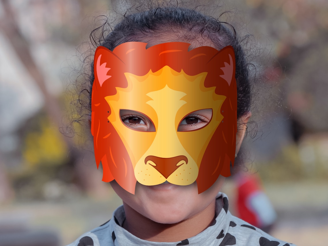 Lion Mask Printable Paper DIY for Kids and Adults. PDF - Etsy