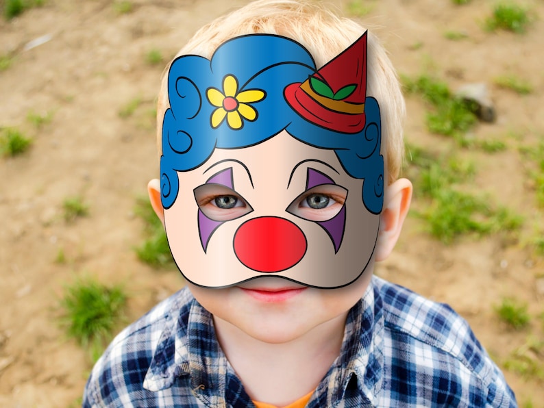 Сircus Clown 2 Printable Mask, Paper DIY for Kids and Adults. PDF ...