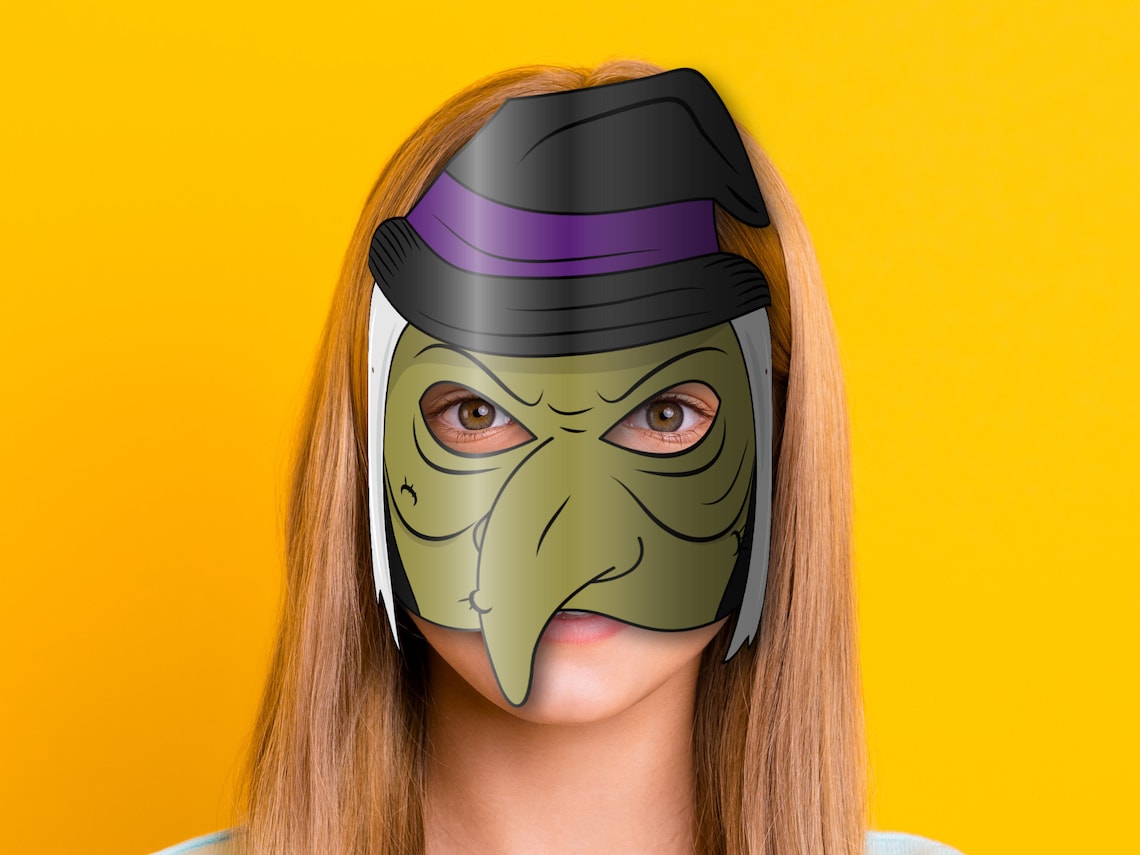 Witch Mask Printable, Paper DIY for Kids and Adults. PDF Template ...