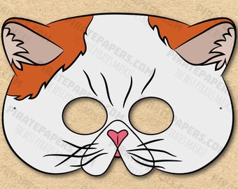 Half Cat Mask/diy Cat Mask/paper Cat Mask/diy Mask/fancy Dress ...