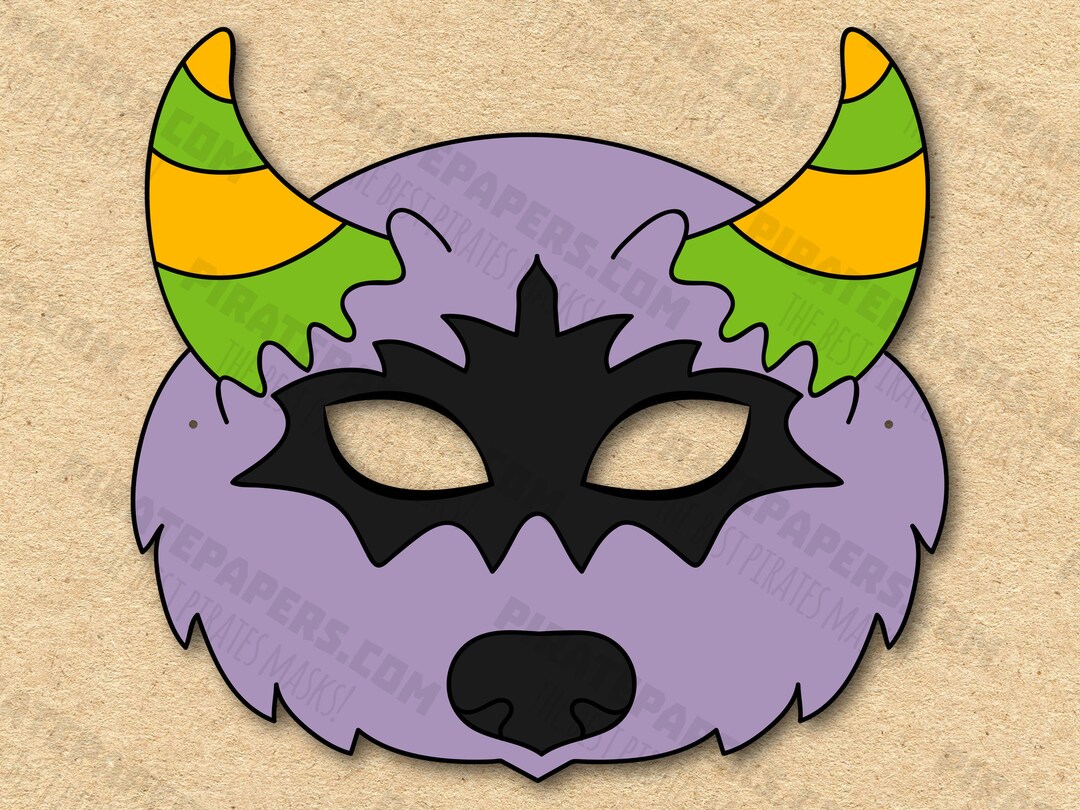 Monster #7 Mask Printable, Paper DIY for Kids and Adults. PDF Template ...