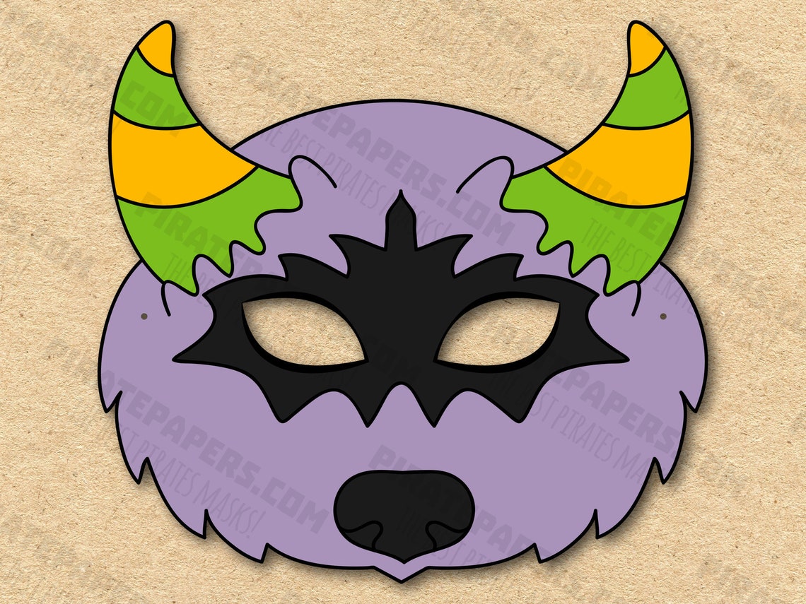 Monster 7 Mask Printable, Paper DIY for Kids and Adults. PDF Template ...