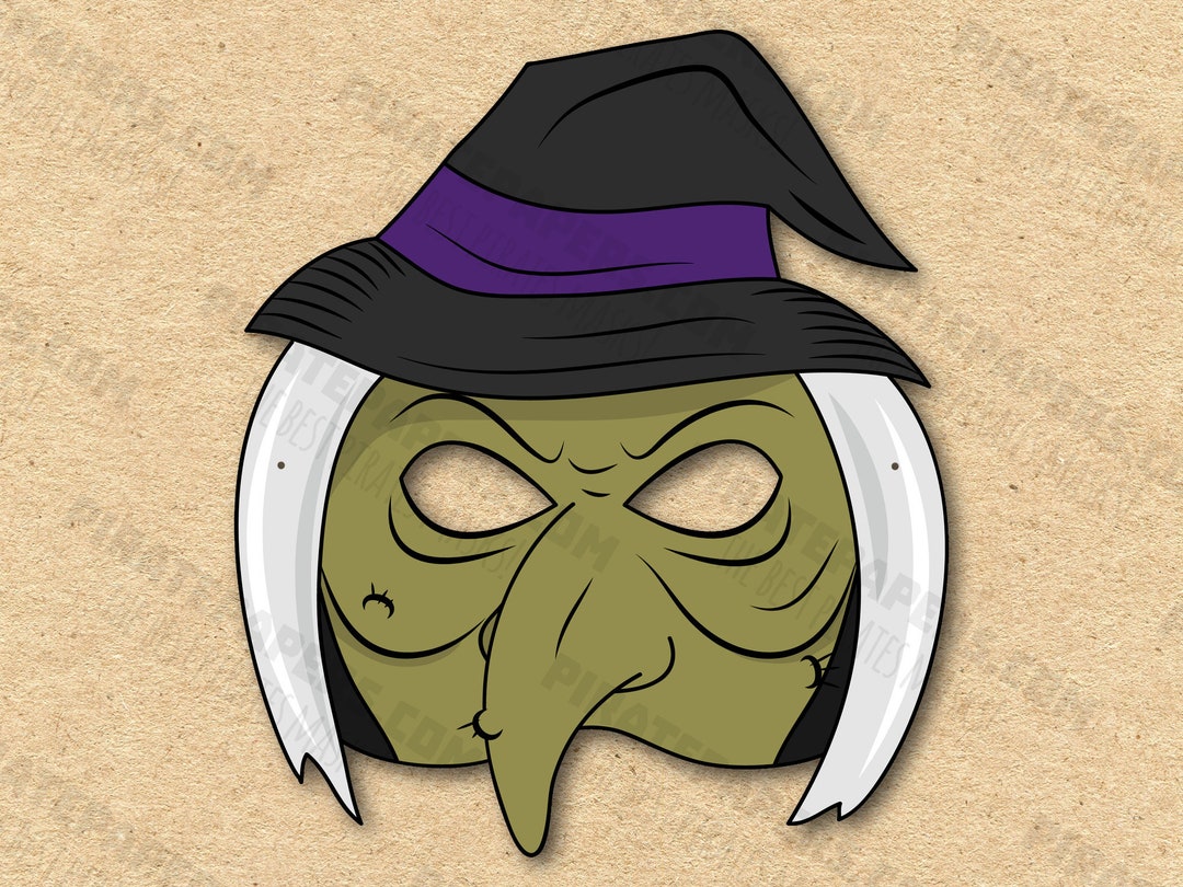 Witch Mask Printable, Paper DIY for Kids and Adults. PDF Template ...