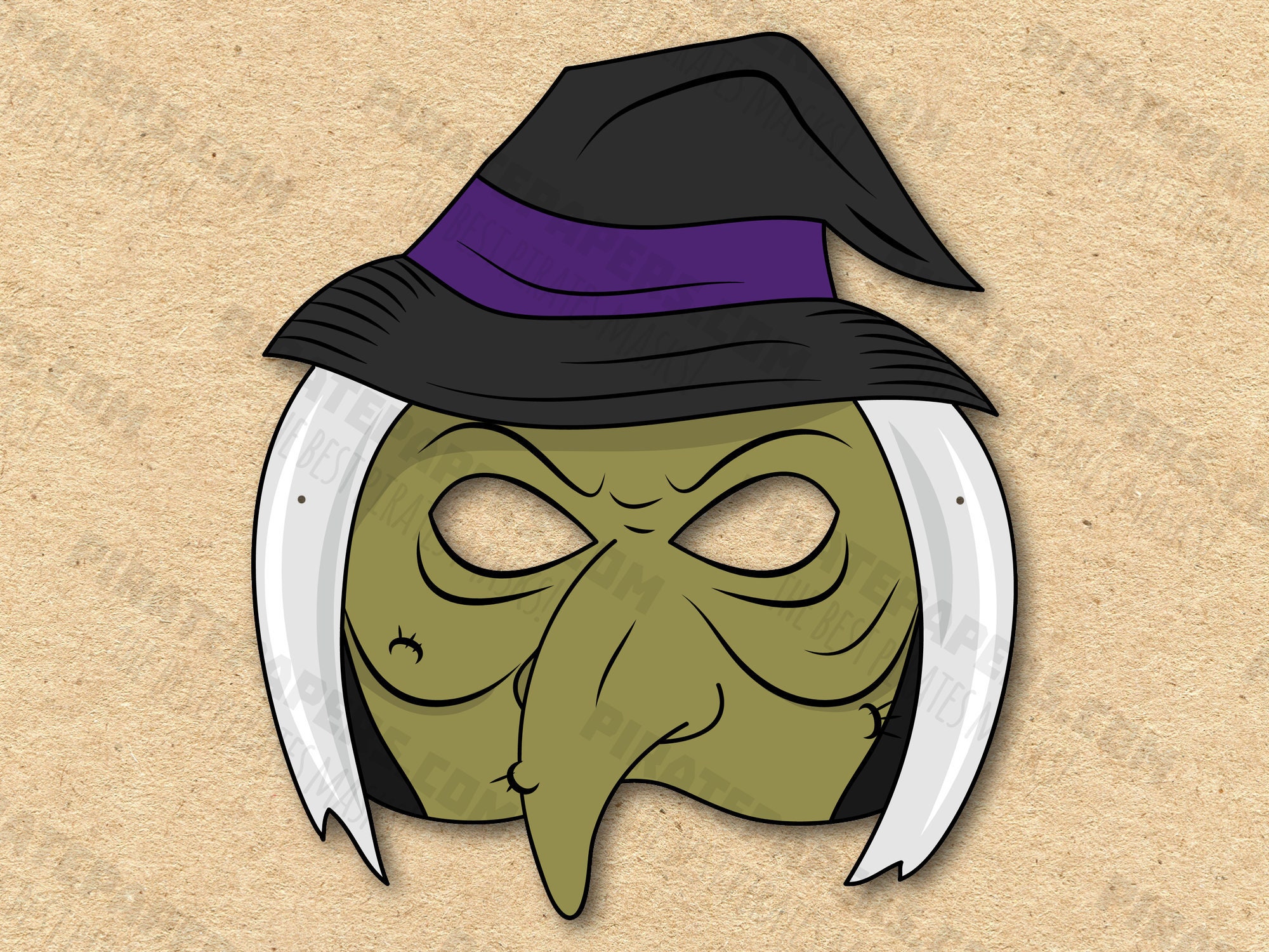 Witch Mask Printable, Paper DIY for Kids and Adults. PDF Template. Instant Download. for ...