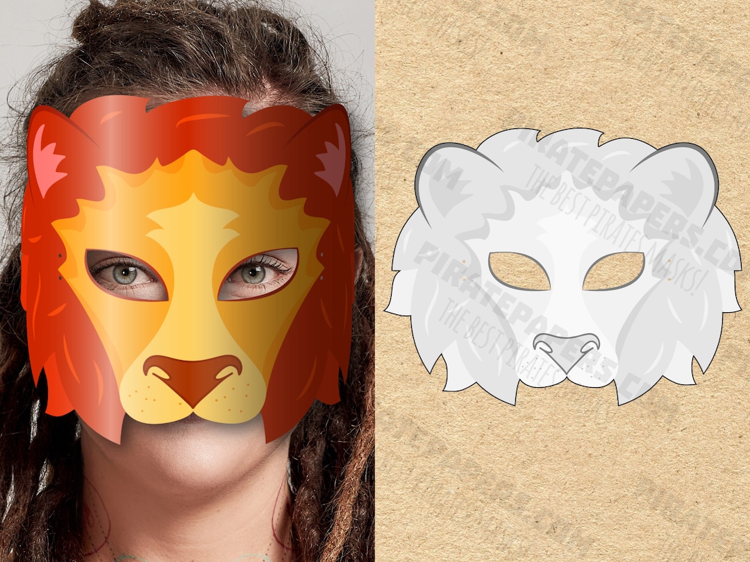 Lion Masks Printable Color Coloring Paper DIY for Kids and - Etsy