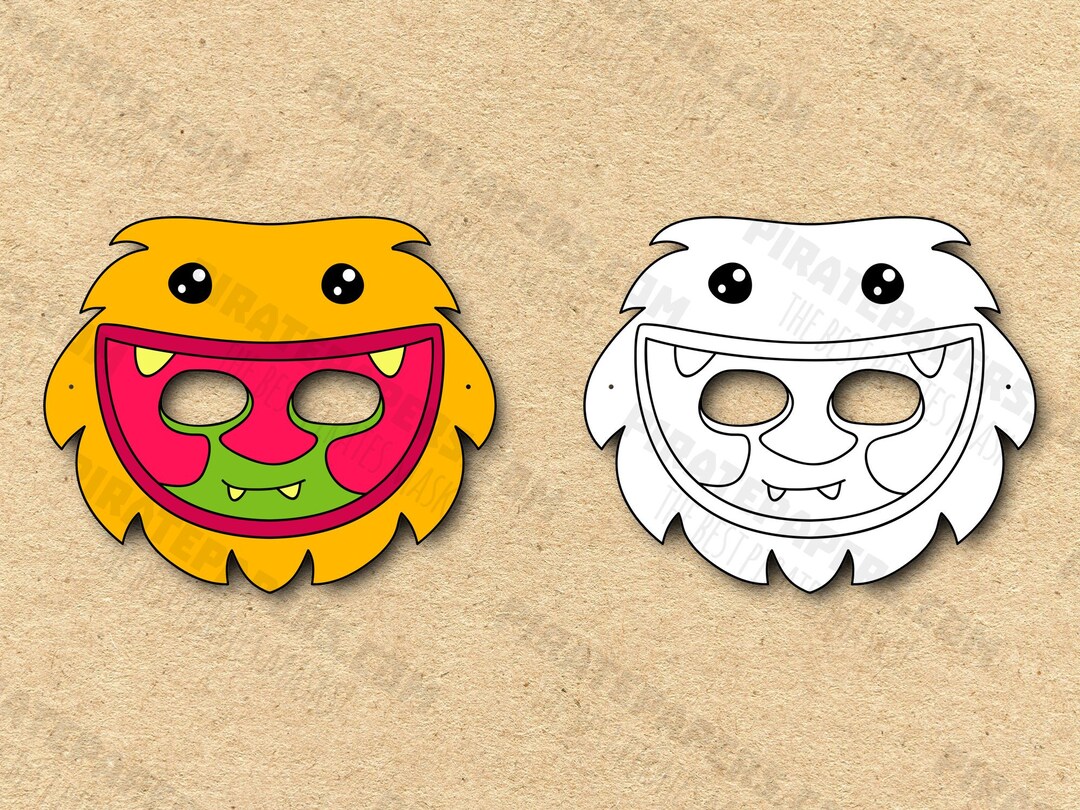 Monster #5 Masks Printable Color + Coloring, Paper DIY for Kids and ...