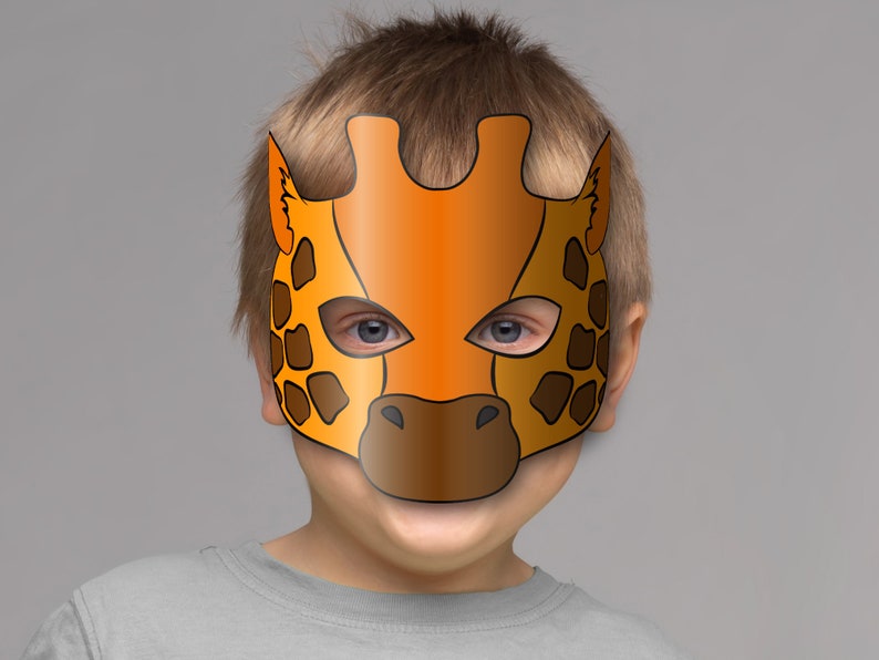 Giraffe Mask Printable, Paper DIY for Kids and Adults. PDF Template ...