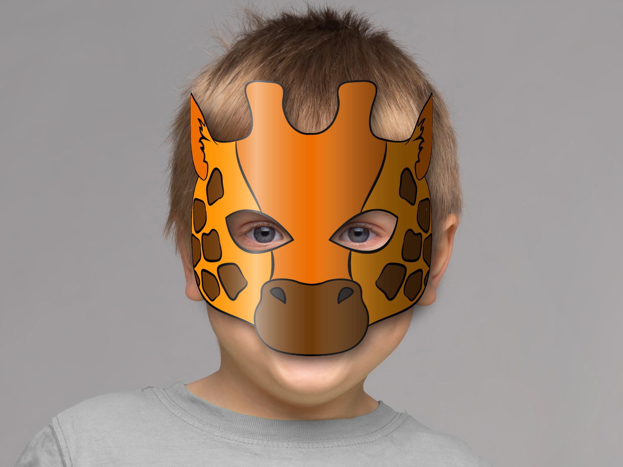 Giraffe Mask Printable, Paper DIY for Kids and Adults. PDF Template ...