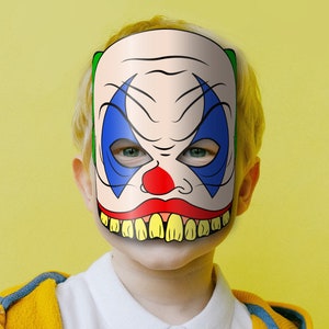 Scary Clown Mask Printable, Paper DIY for Kids and Adults. PDF Template ...