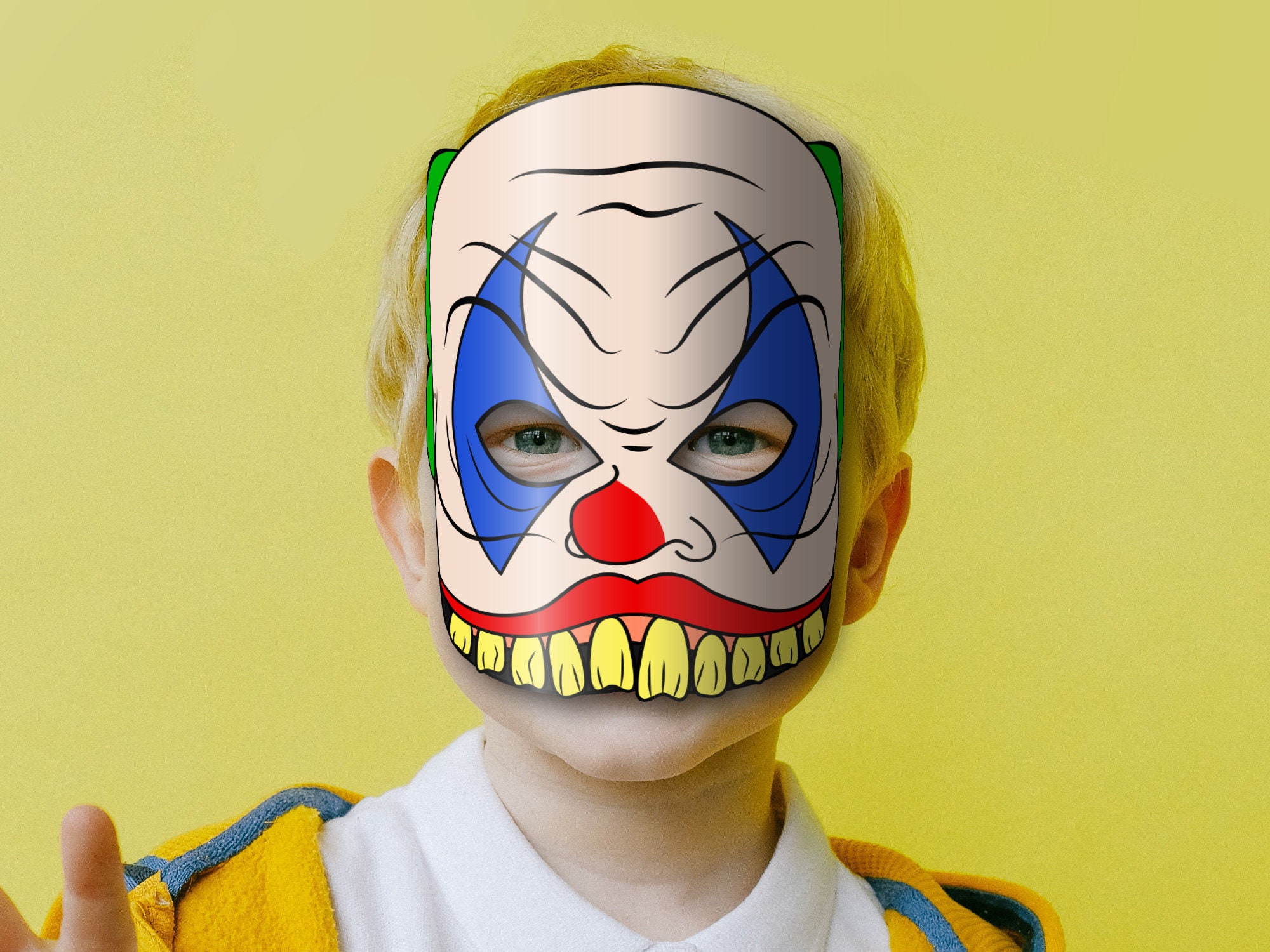 Scary Clown Mask Printable, Paper DIY for Kids and Adults. PDF Template ...
