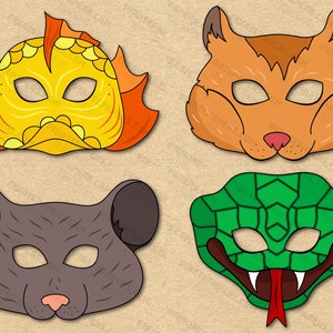 Pet Animals 2 Masks Printable, Hamster, Mouse, Snake, Fish, Paper DIY ...